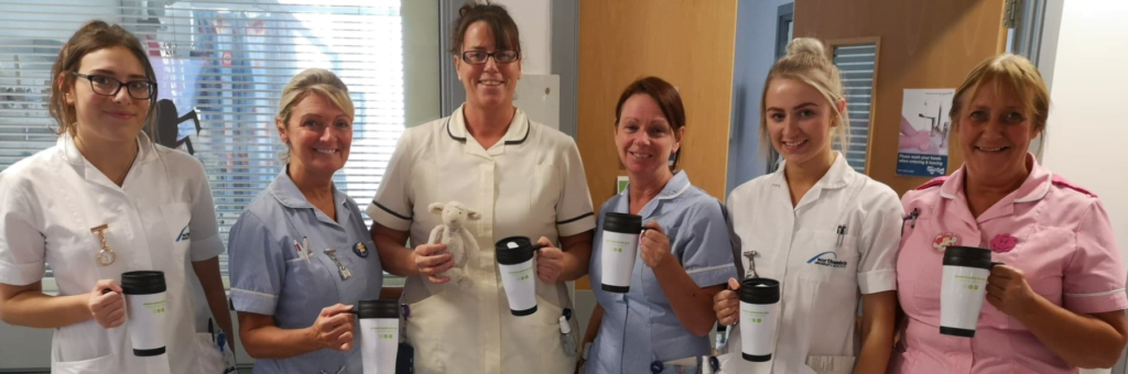 Thermos Mugs delivered to Ward 9a at the RVI - Team Evie